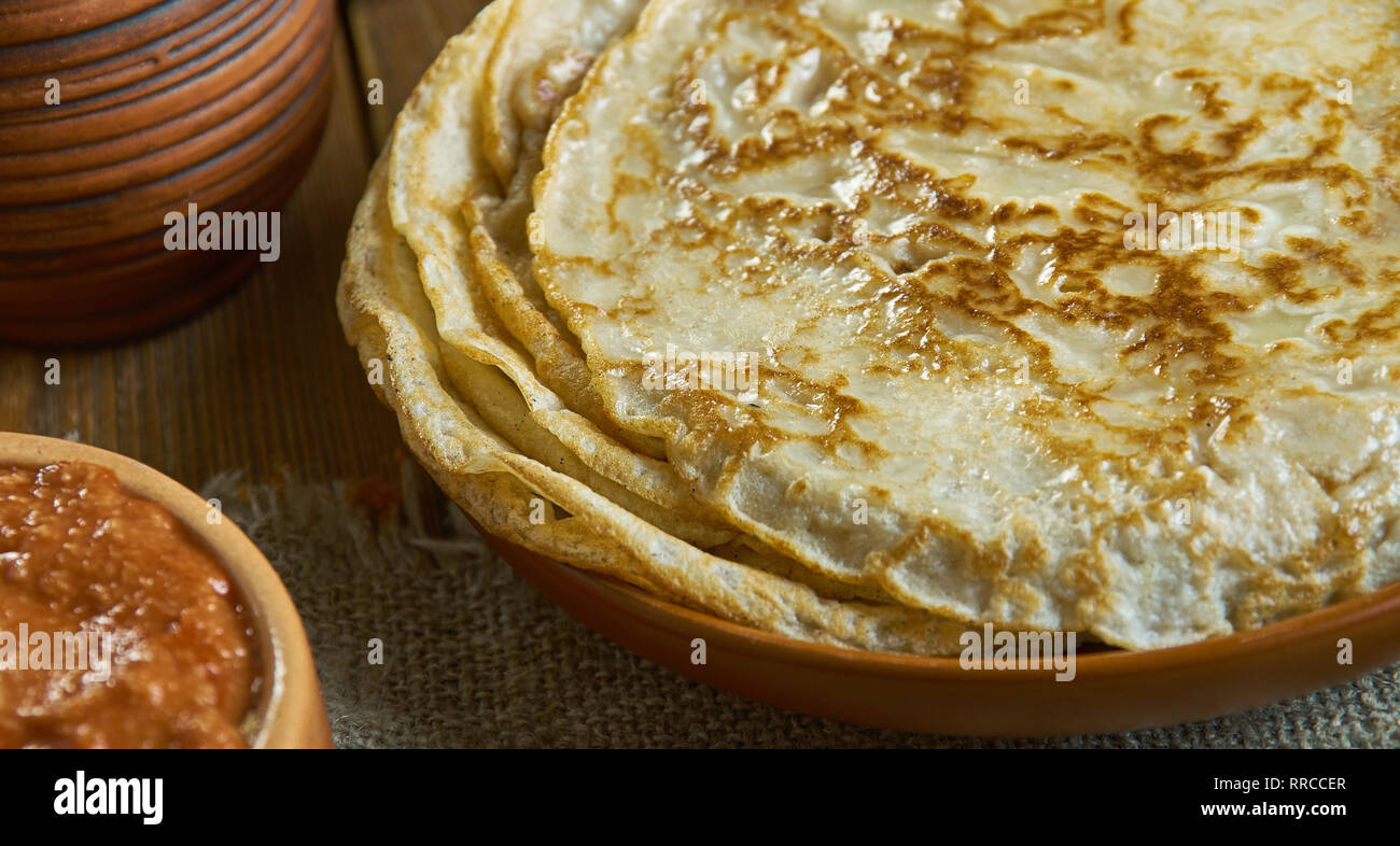 Blini, Russian pancake traditionally made from wheat, 19th century ...