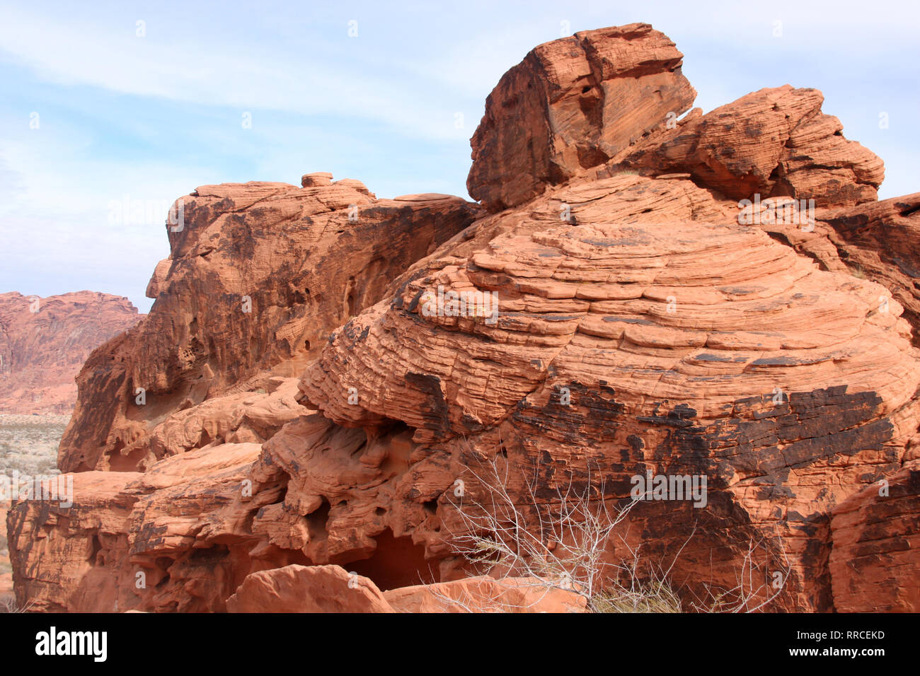 Eroded sandstone rock formations at Valley of Fire State Park, Nevada ...