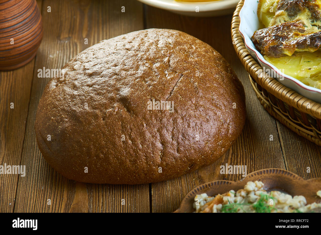 Rzhanik - rye rustic bread, Russian 19th century classic cuisine ...