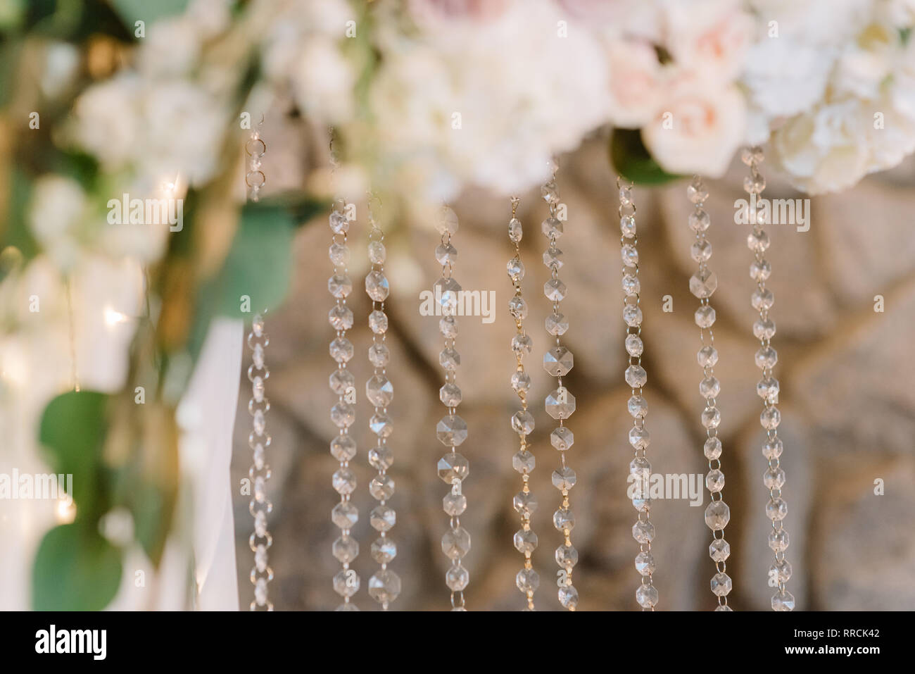 Magnificent decoration of a modern wedding with fabric and flowers ...