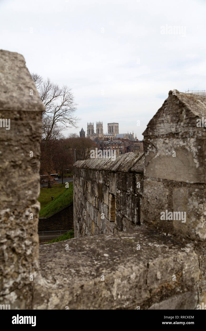 York Minster seen from the city walls in York, England. More than three ...