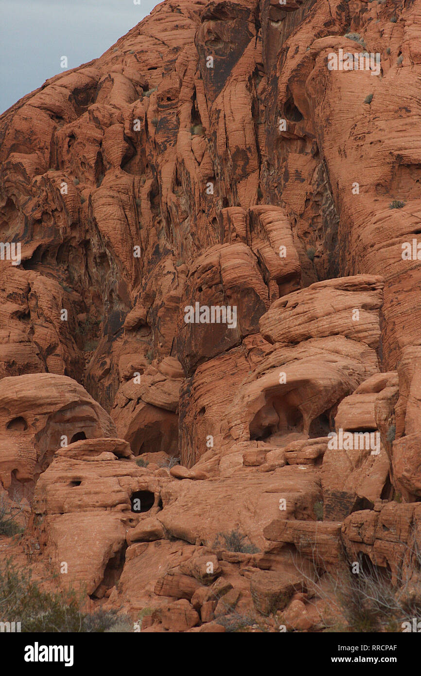 Eroded sandstone rock formations at Valley of Fire State Park, Nevada ...