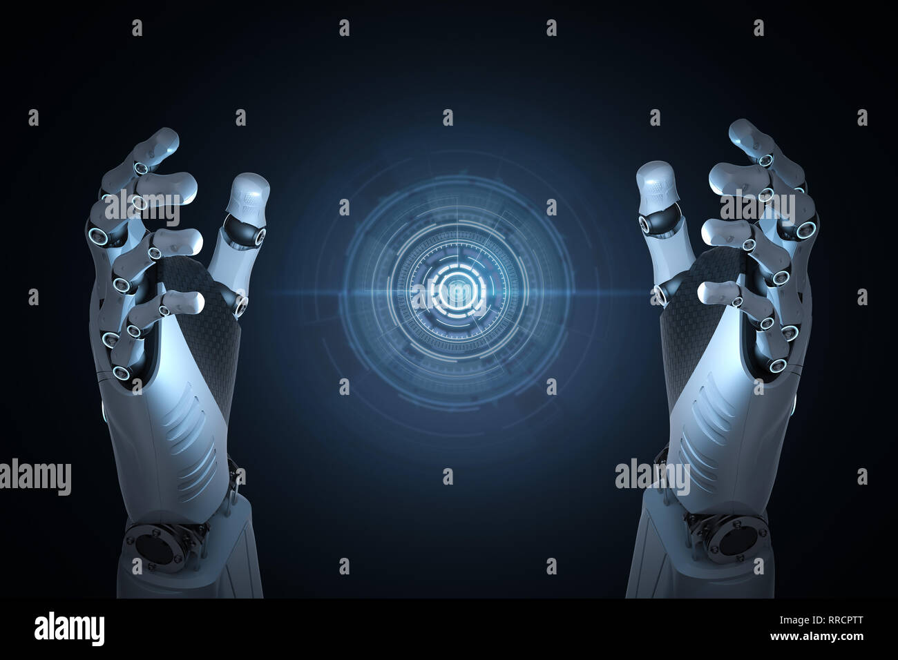 3d rendering robot hand with graphic display Stock Photo - Alamy