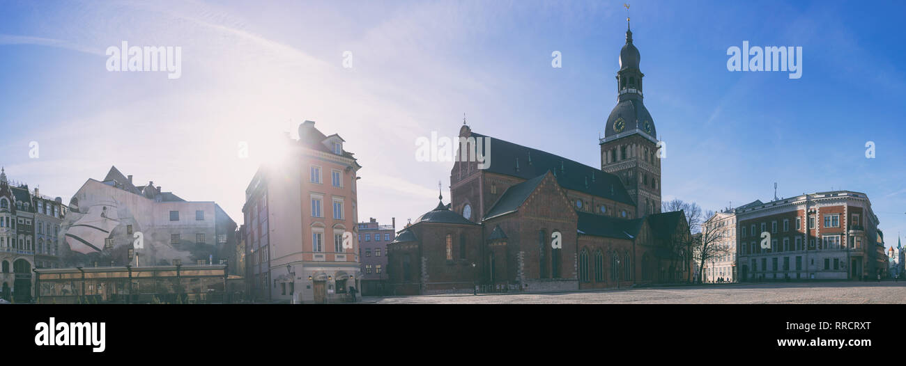 Panorama of the Dome Square in Riga in spring Stock Photo - Alamy