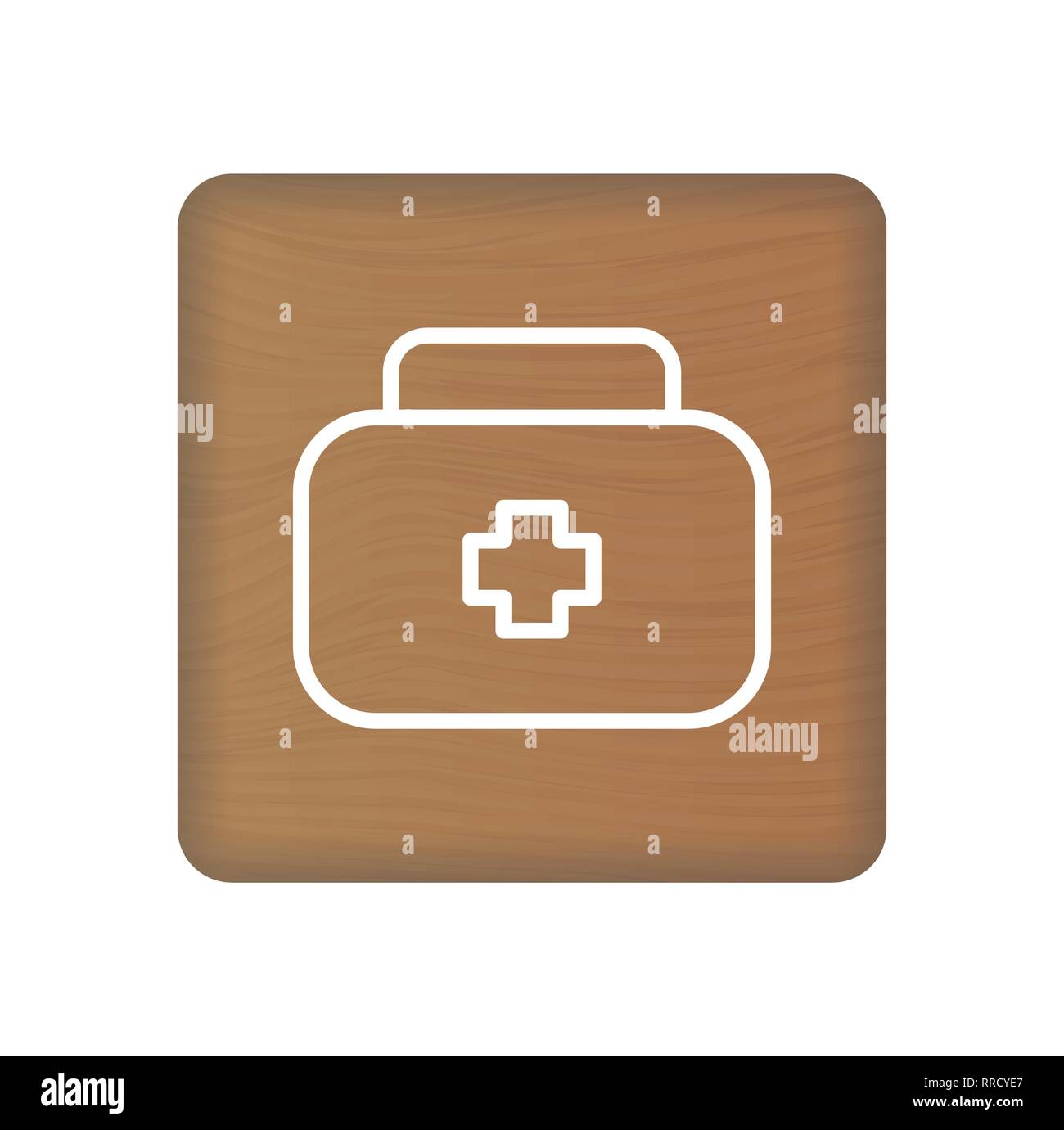 First Aid Icon On Wooden Blocks Isolated On A White Background. Vector ...