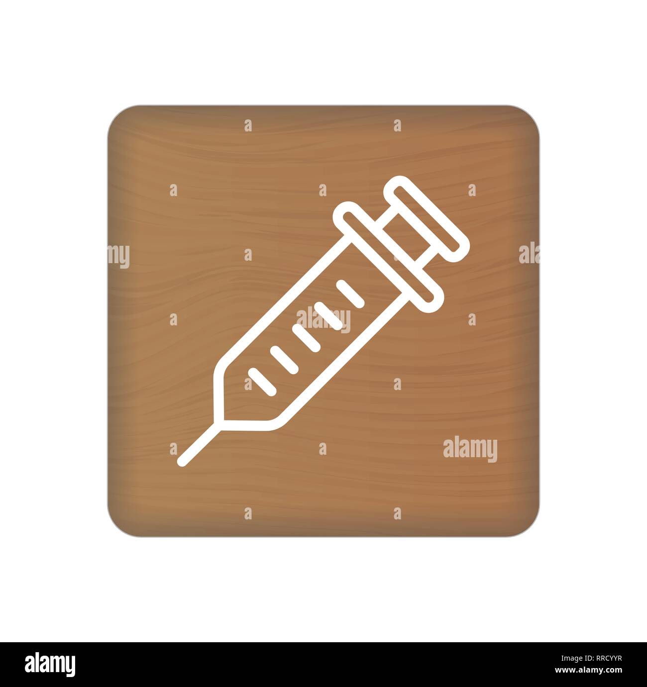 Syringe Icon On Wooden Blocks Isolated On A White Background. Vector ...