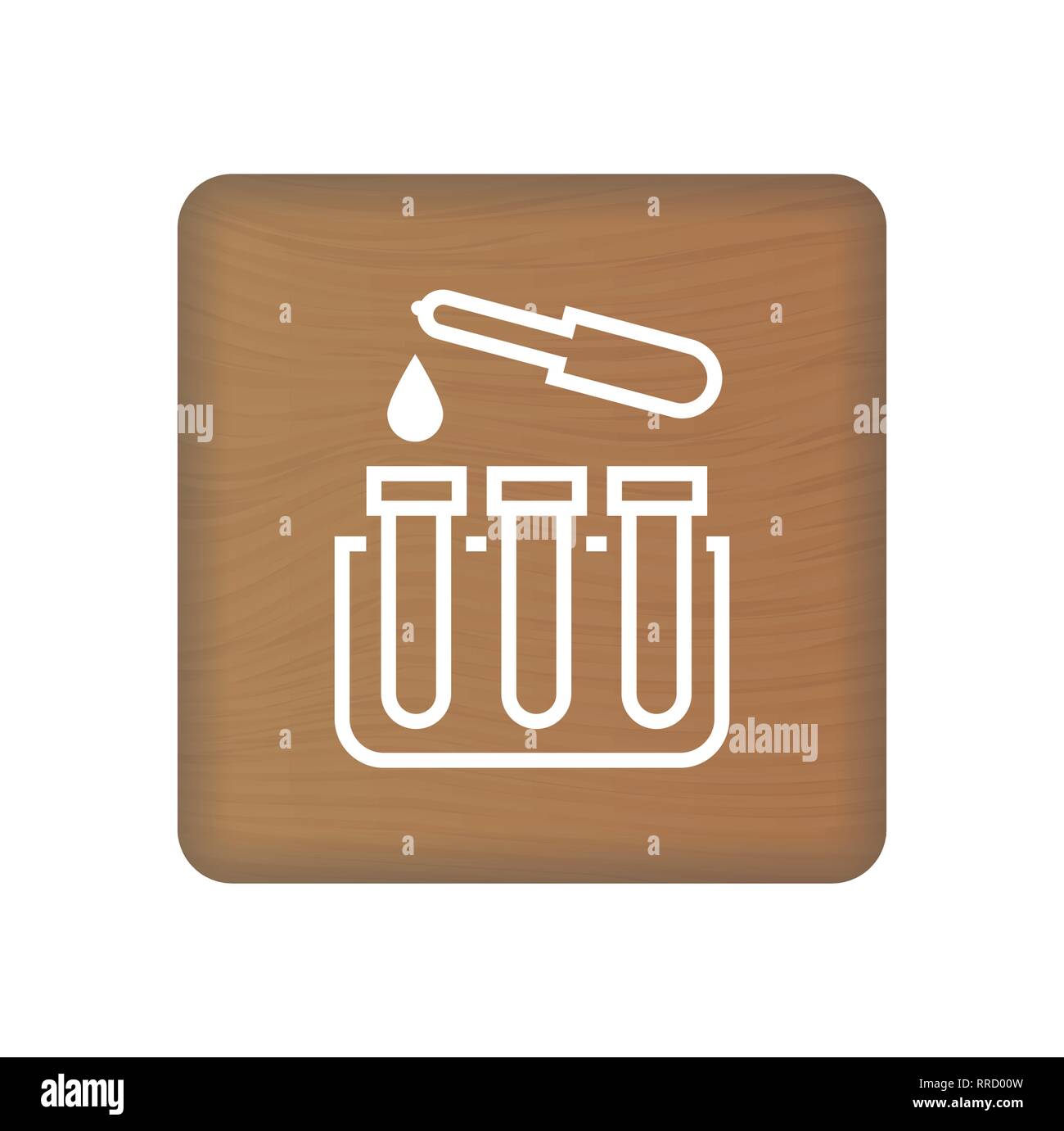 Test Tube Icon On Wooden Blocks Isolated On A White Background. Vector ...