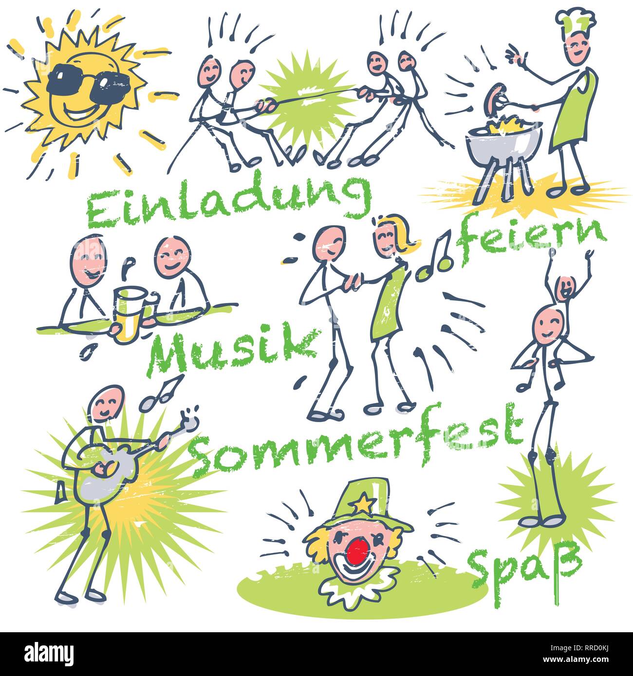 Stick figures and nice summer party Stock Vector Image & Art - Alamy