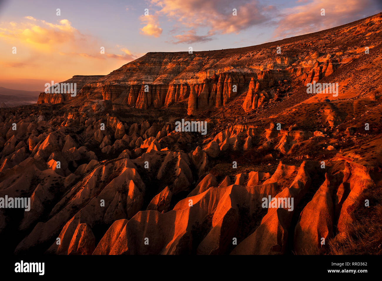 Sunset in the Red valley of Cappadocia Stock Photo - Alamy