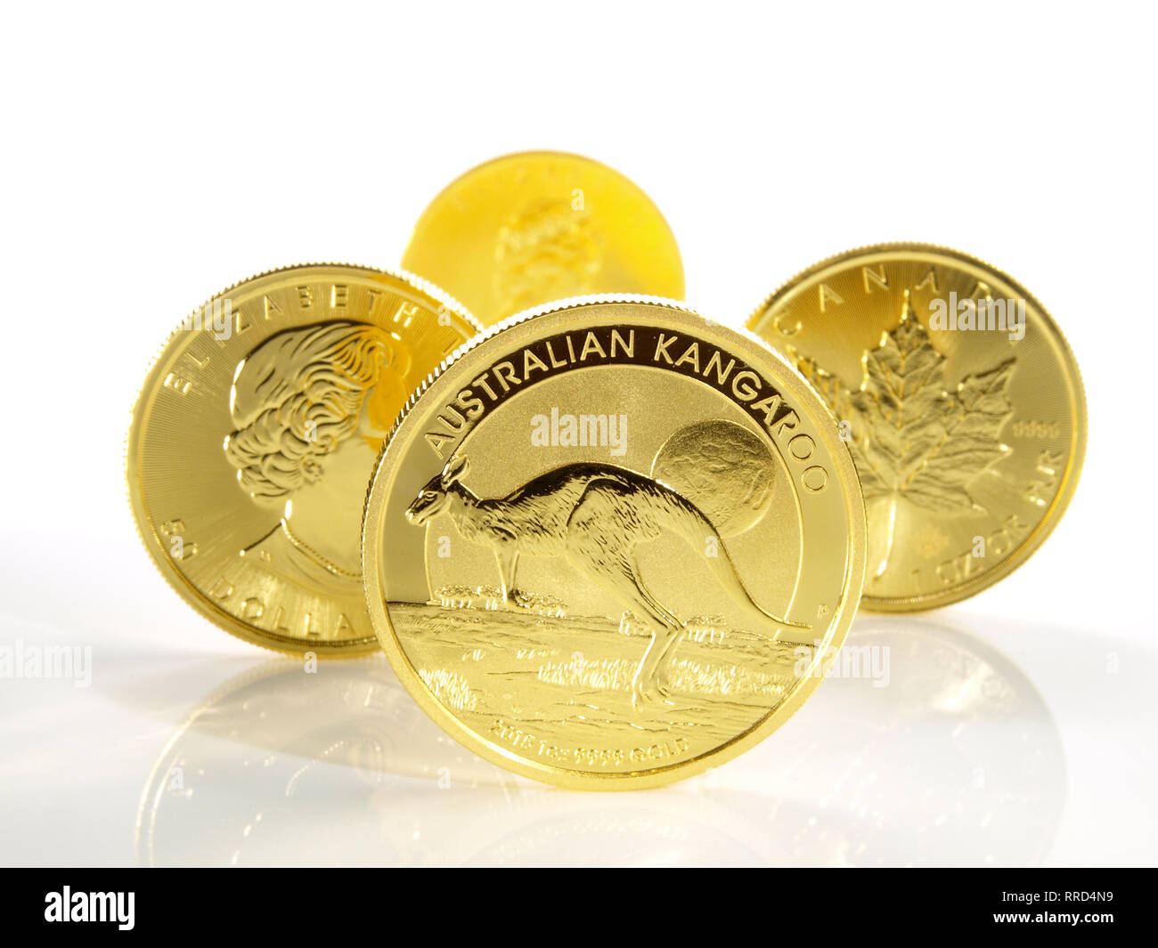 Gold Coins - White Background Stock Photo - Alamy