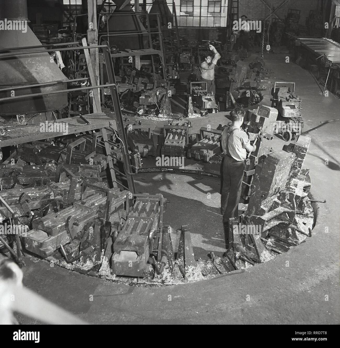 1950s, historical, industry, males workers on the factory floor working ...