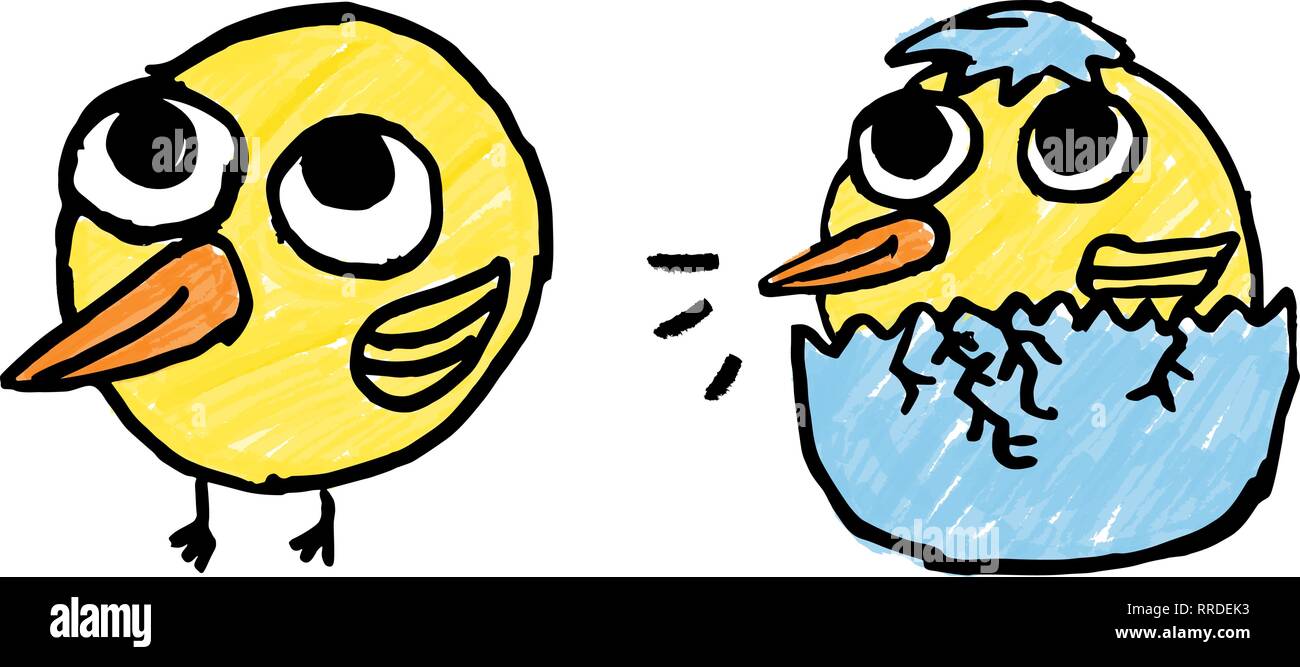 Cute Easter Chicks Childs Drawing Stock Vector Image & Art - Alamy