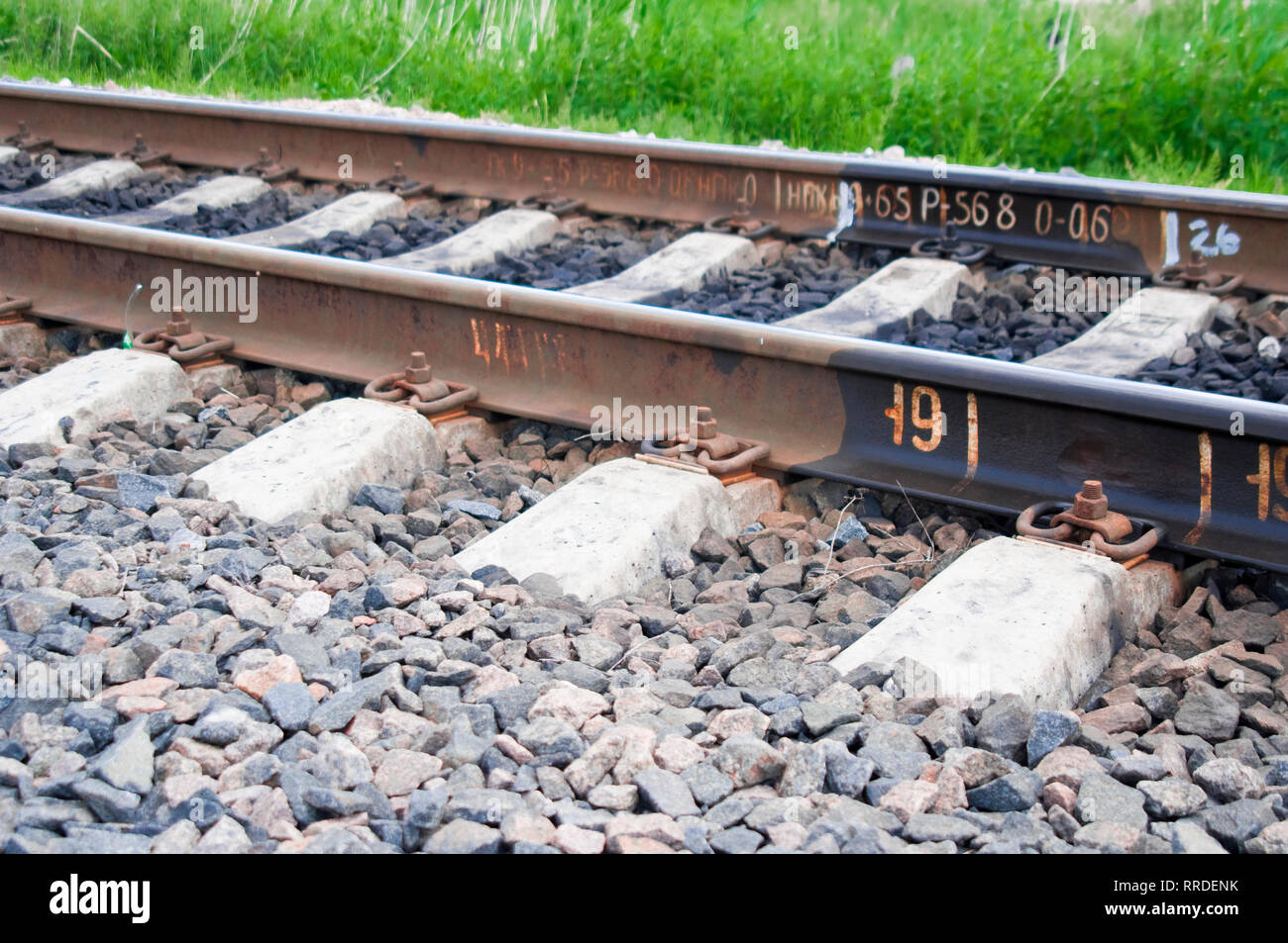 High resolution image cross ties. Fastening of a railway way Stock ...