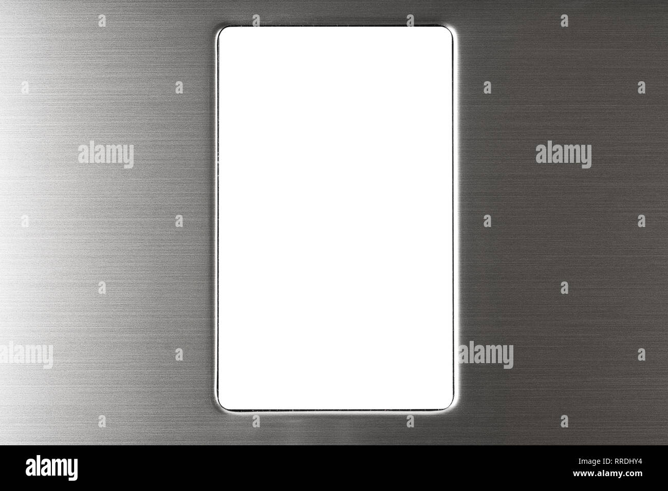 Blank screen on modern steel colored fridge or freezer as a control ...
