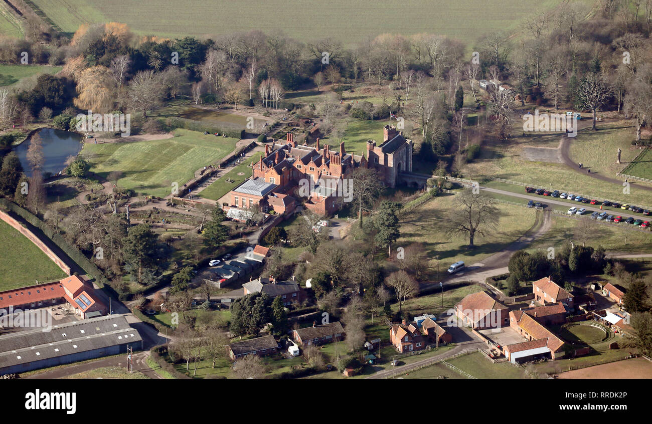 aerial view of Hodsock Priory wedding venue near Blyth, Nottinghamshire ...