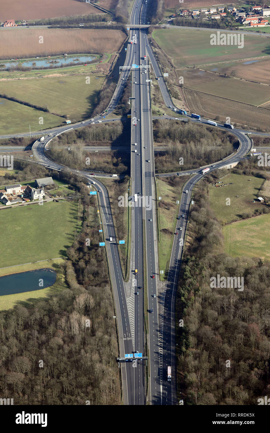 aerial view of the A1M M18 road junction interchange in Yorkshire Stock ...