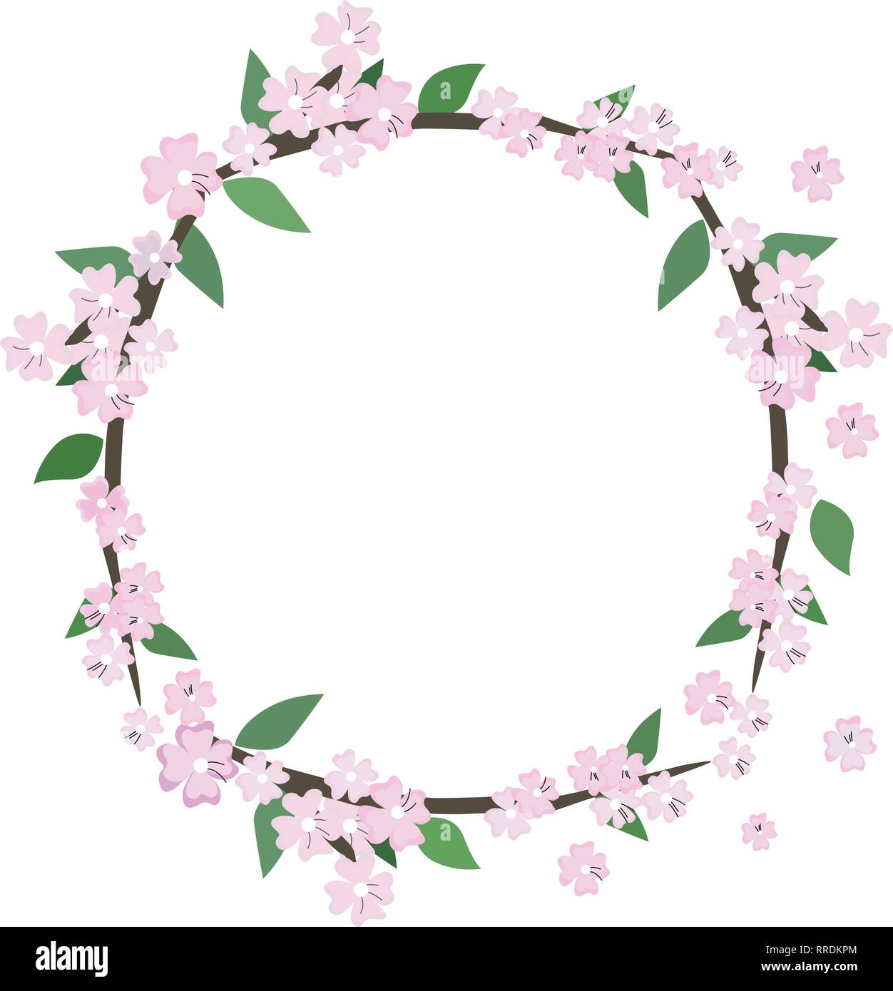 Cherry blossom flowers frame. Sakura pink flowers Stock Vector Image ...
