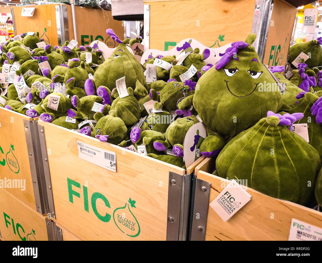 figs stuffed toys Fico Eataly World - Bologna - Italy Stock Photo - Alamy