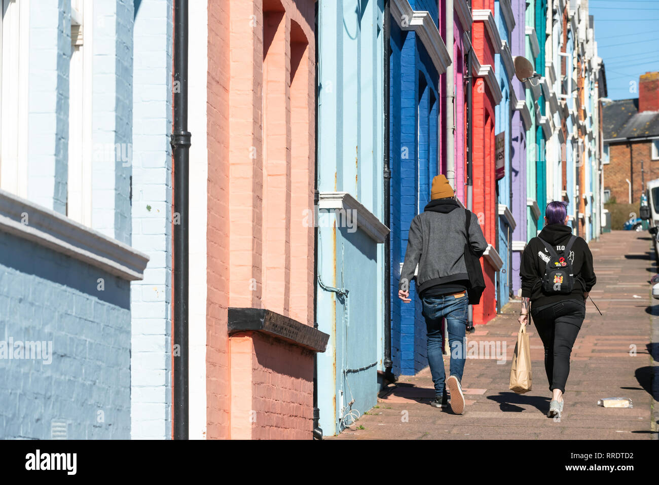 BRIGHTON, ENGLAND - FEBRUARY 25: Springlike sunshine brightens ...