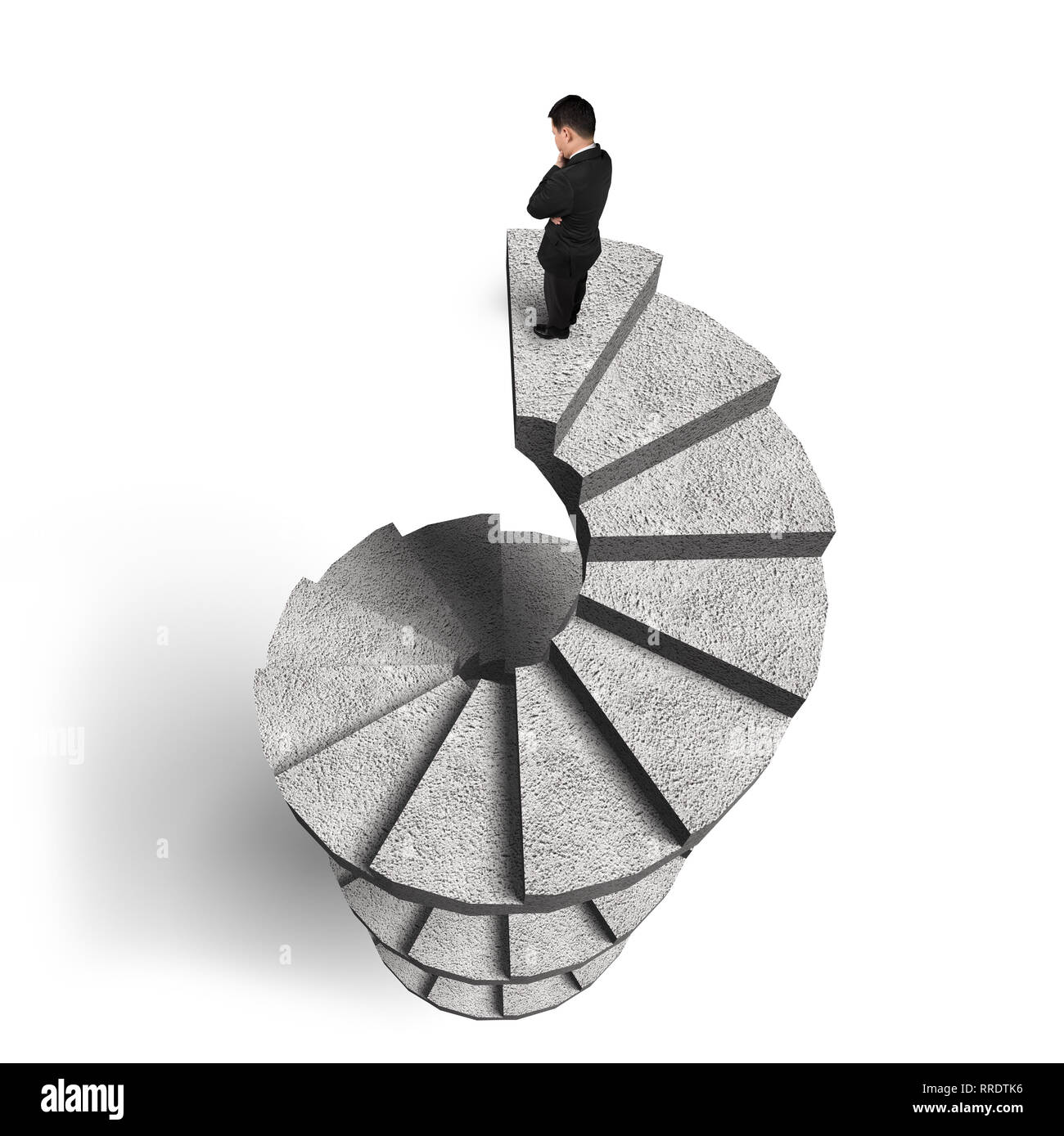Man thinking on top of stairs Cut Out Stock Images & Pictures - Alamy