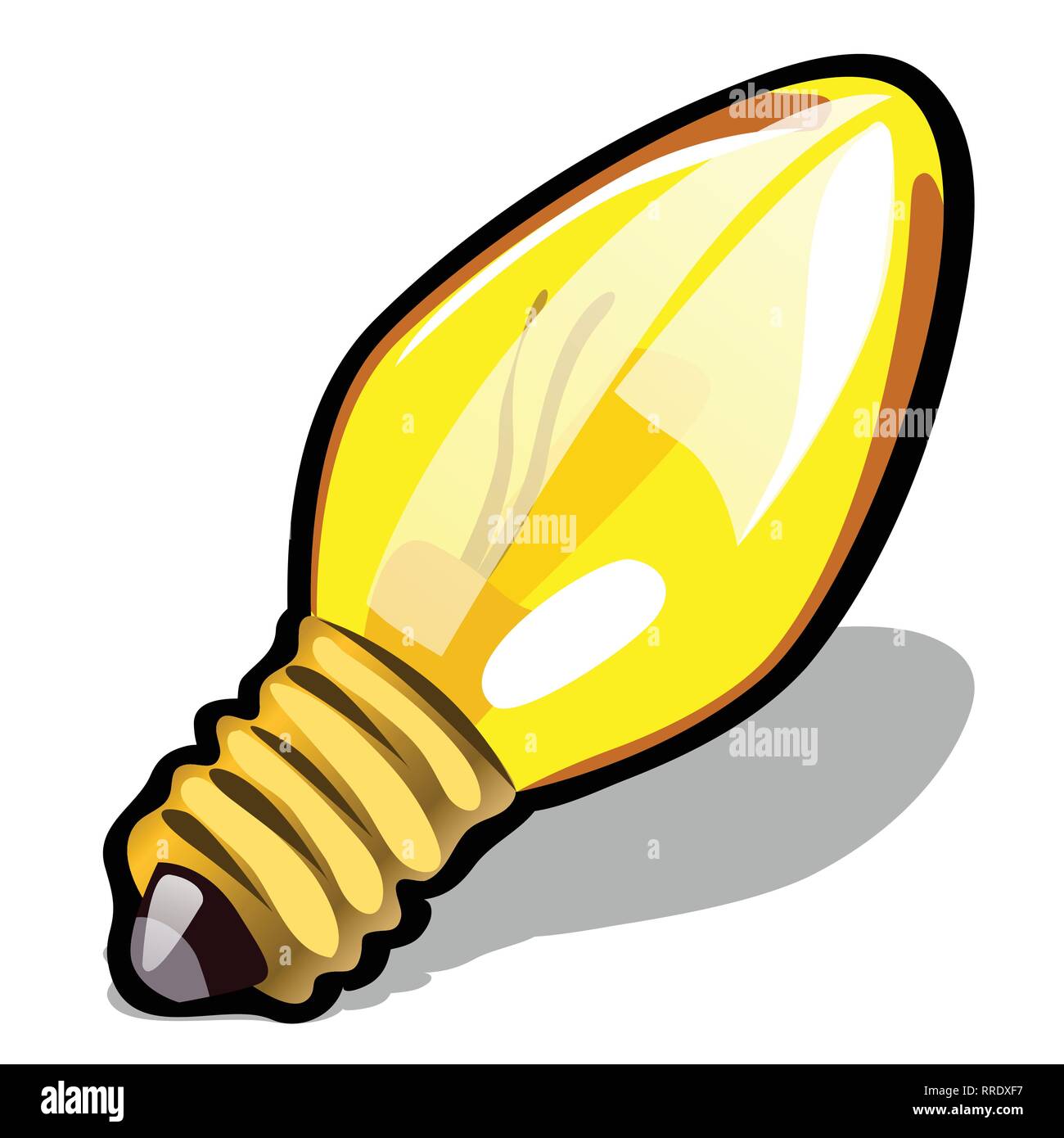 Light bulb yellow color isolated on white background. Vector cartoon ...