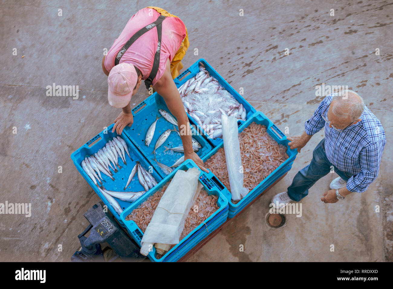 Unloading fish boxes from fishing hi-res stock photography and images ...