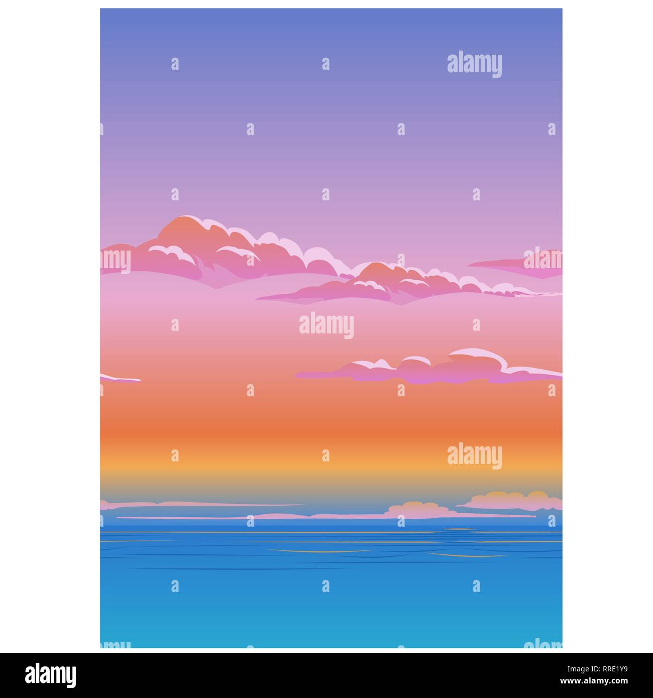Beautiful poster with the sky above the clouds. Vector cartoon close-up ...