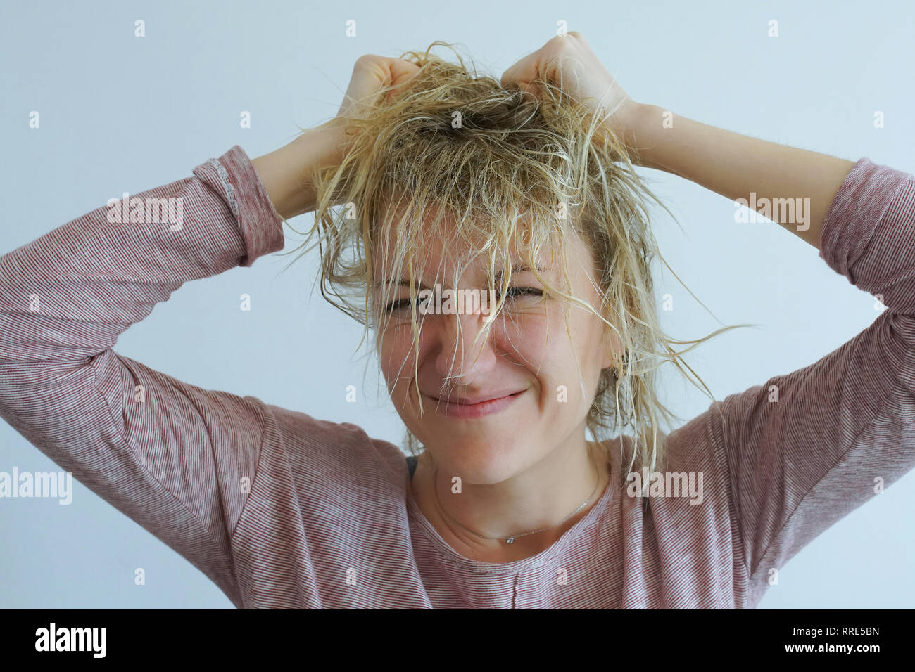 Negative human emotion facial expression feeling bad attitude. Portrait ...