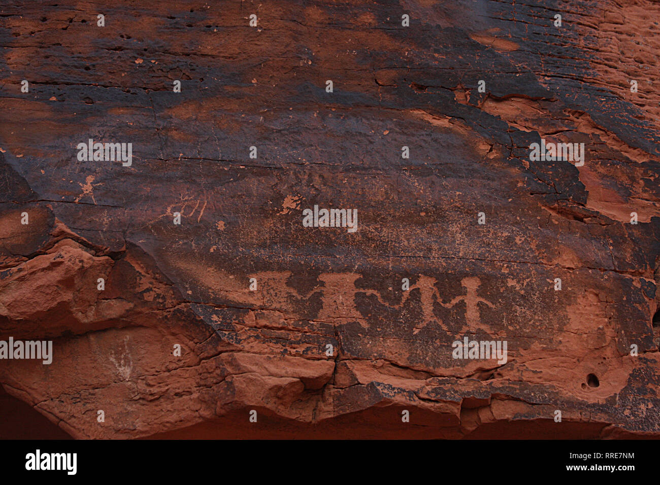 Native American Petroglyphs in Red Sandstone (Aztec Sandstone) at ...