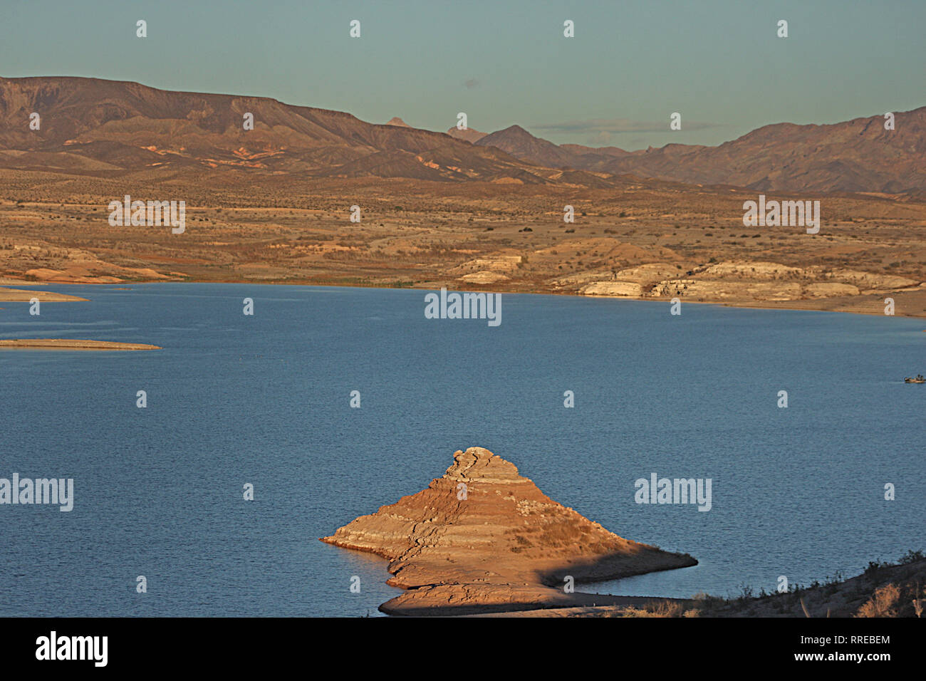 View of Lake Meade and the eroded mountains around, Nevada, USA Stock ...