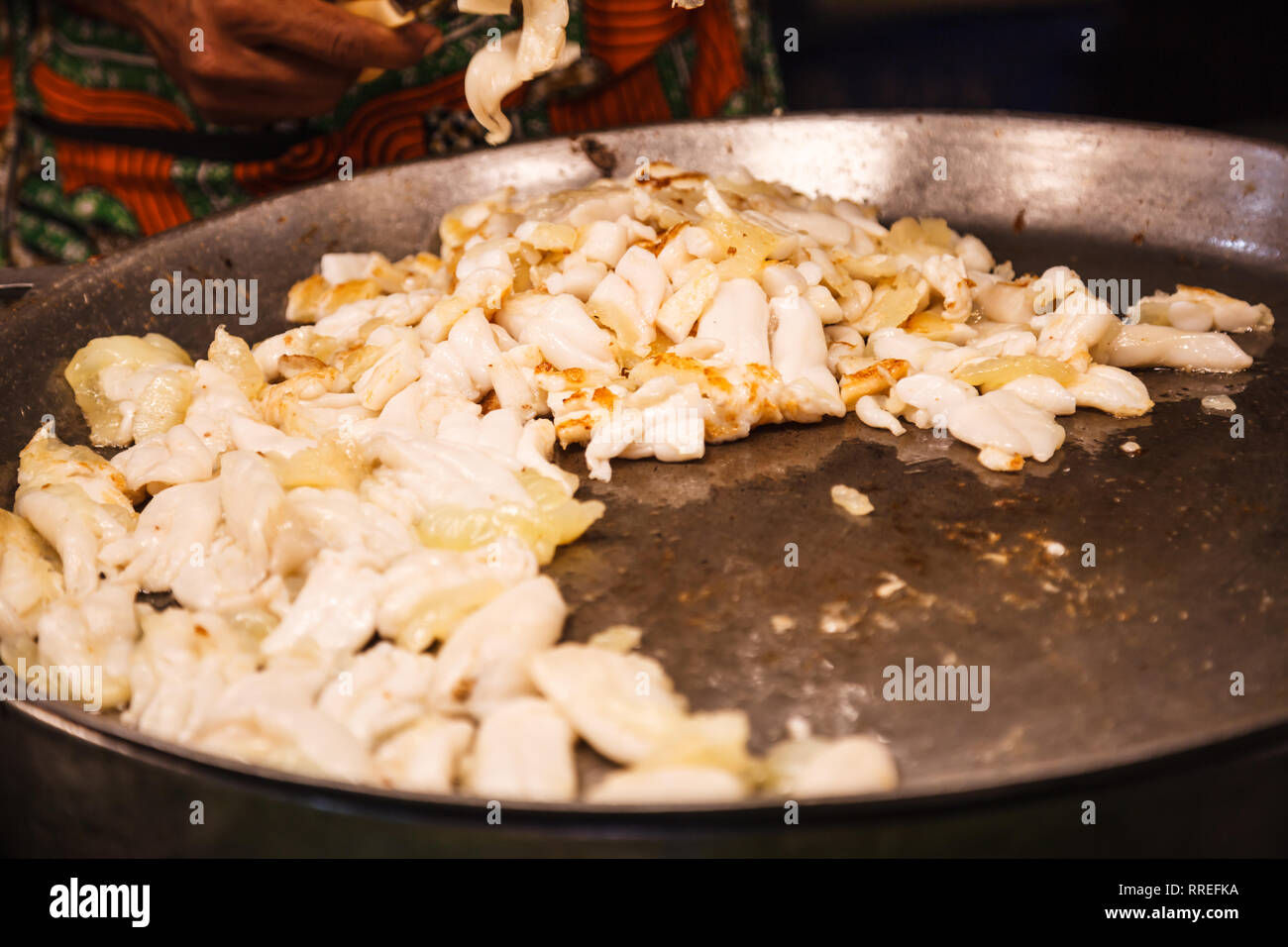 Traditional Asian Thai street food and fast food, delicious hot pan ...