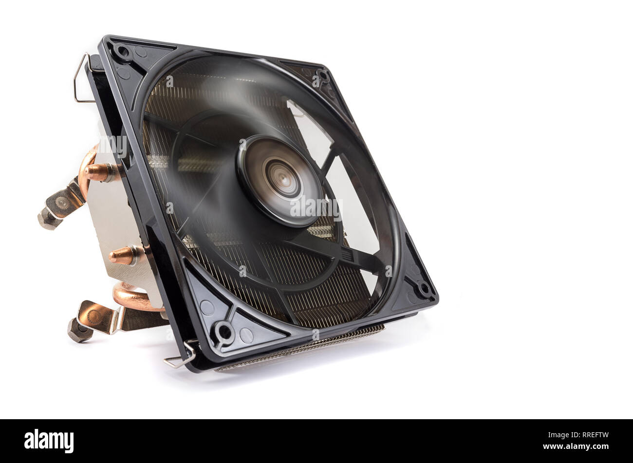 computer CPU cooling system. fan and radiator isolated on white ...