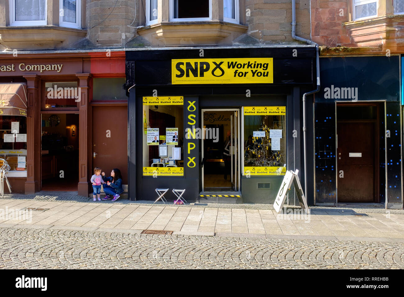 Two young children playing outside Local MSP Ian Blacford SNP office ...