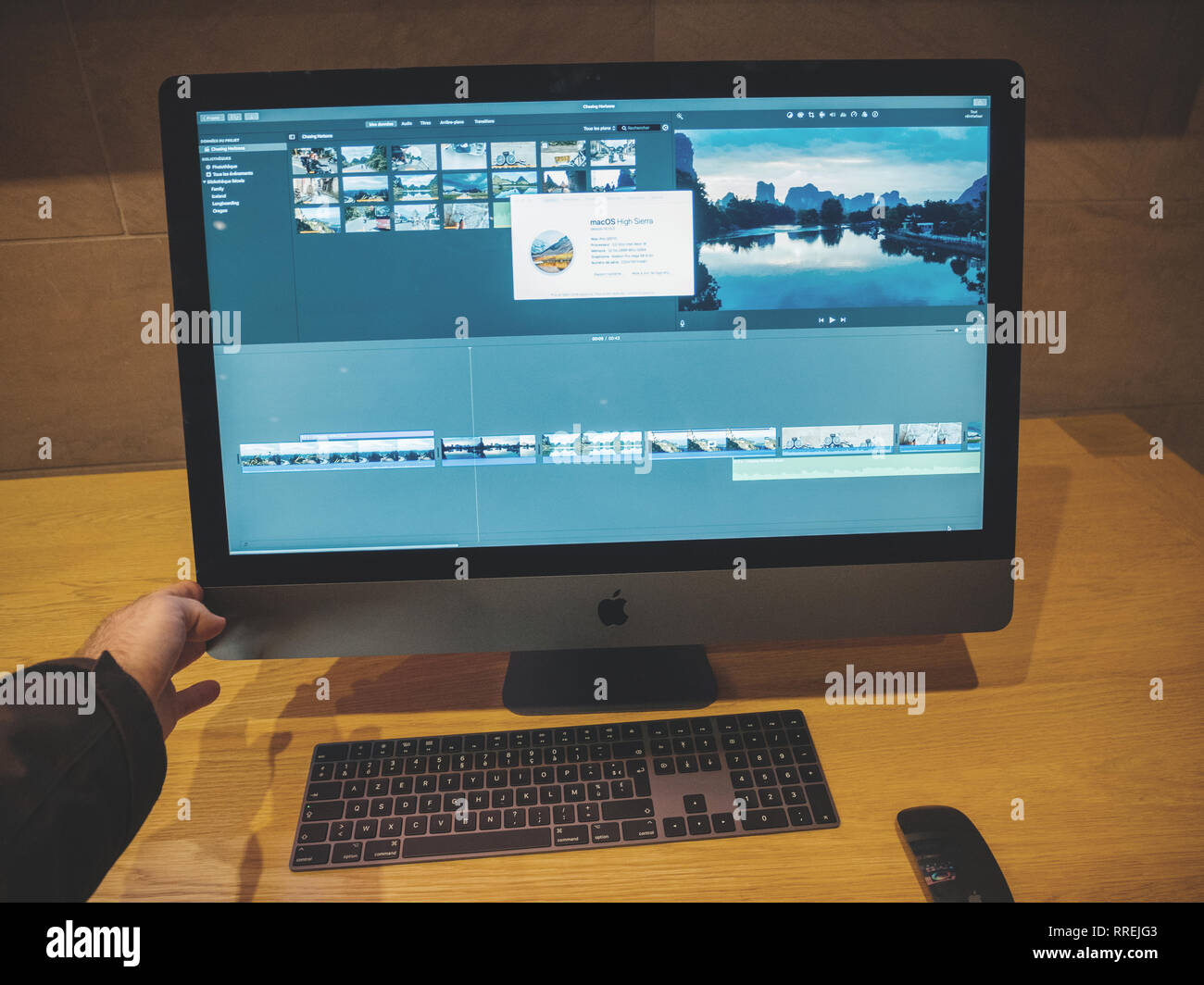 PARIS, FRANCE - JAN 10, 2018: Customer hand holding the new New Apple ...
