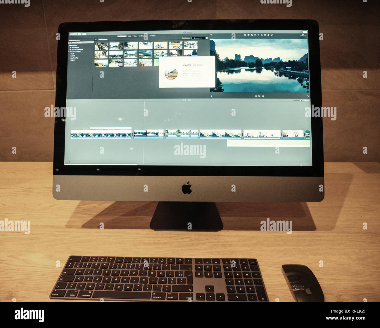 PARIS, FRANCE - JAN 10, 2018: New Apple iMac Pro workstation computer ...