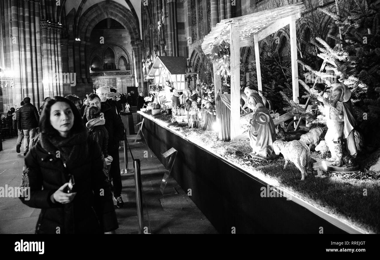 Traditional crib of the france Black and White Stock Photos & Images ...