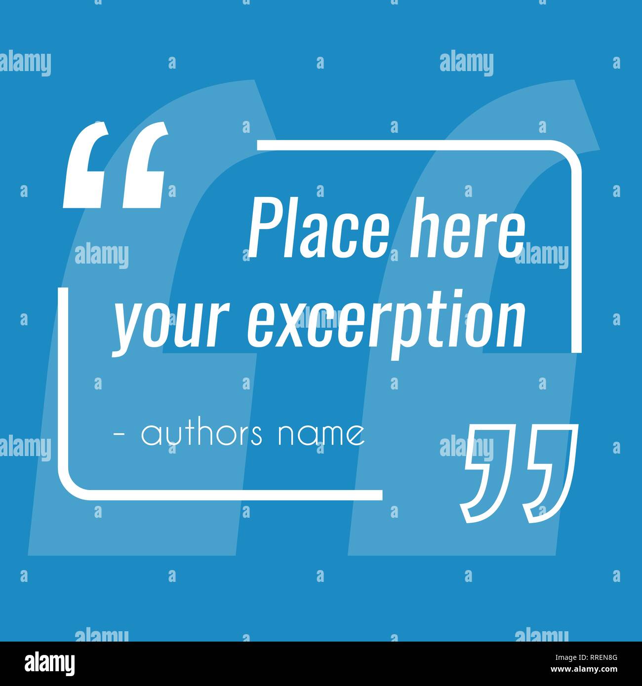Vector empty blue quote text box. Design element for excerption Stock ...