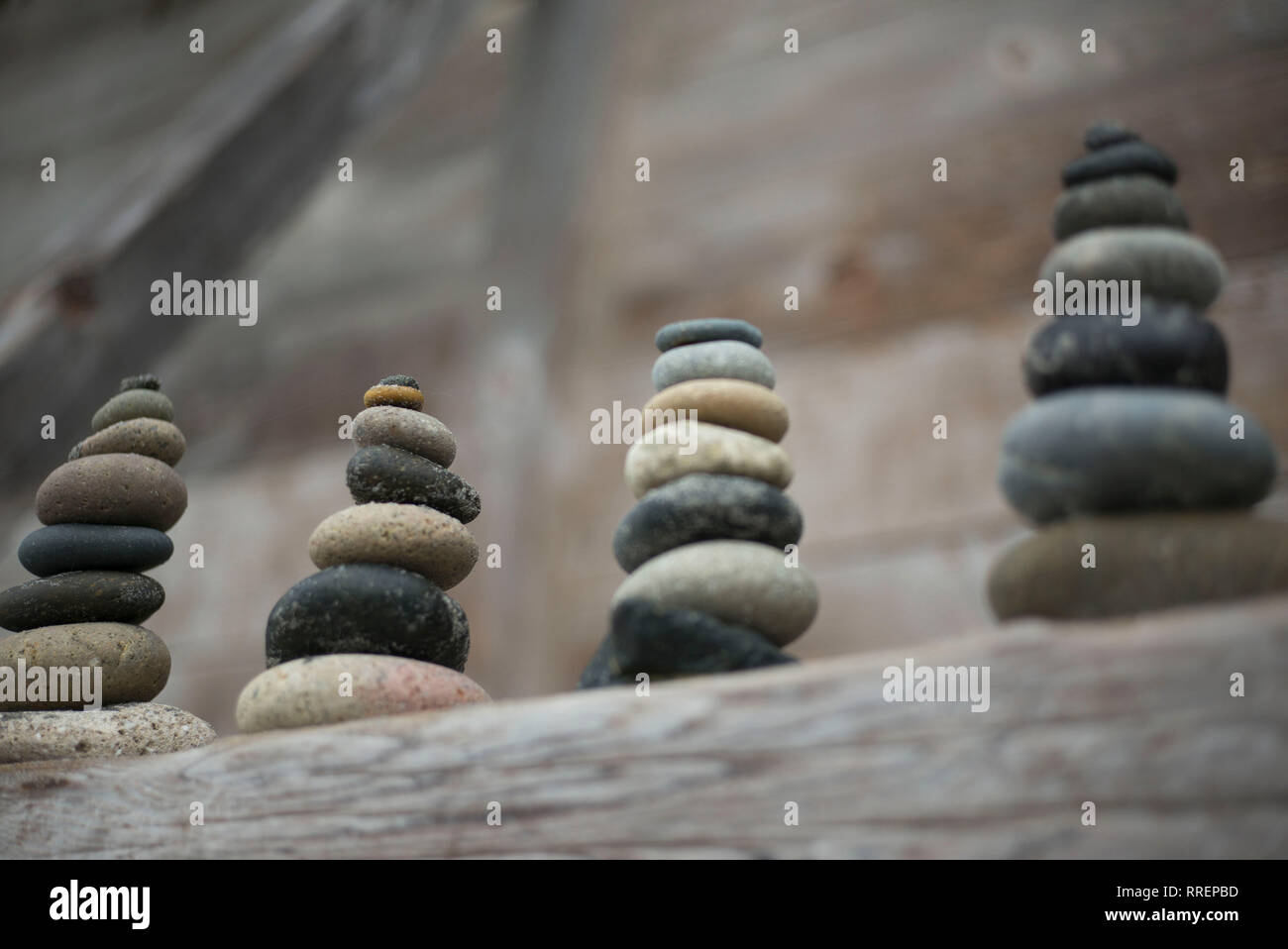 Stacked stones at the beach, Spiritual concept Stock Photo - Alamy