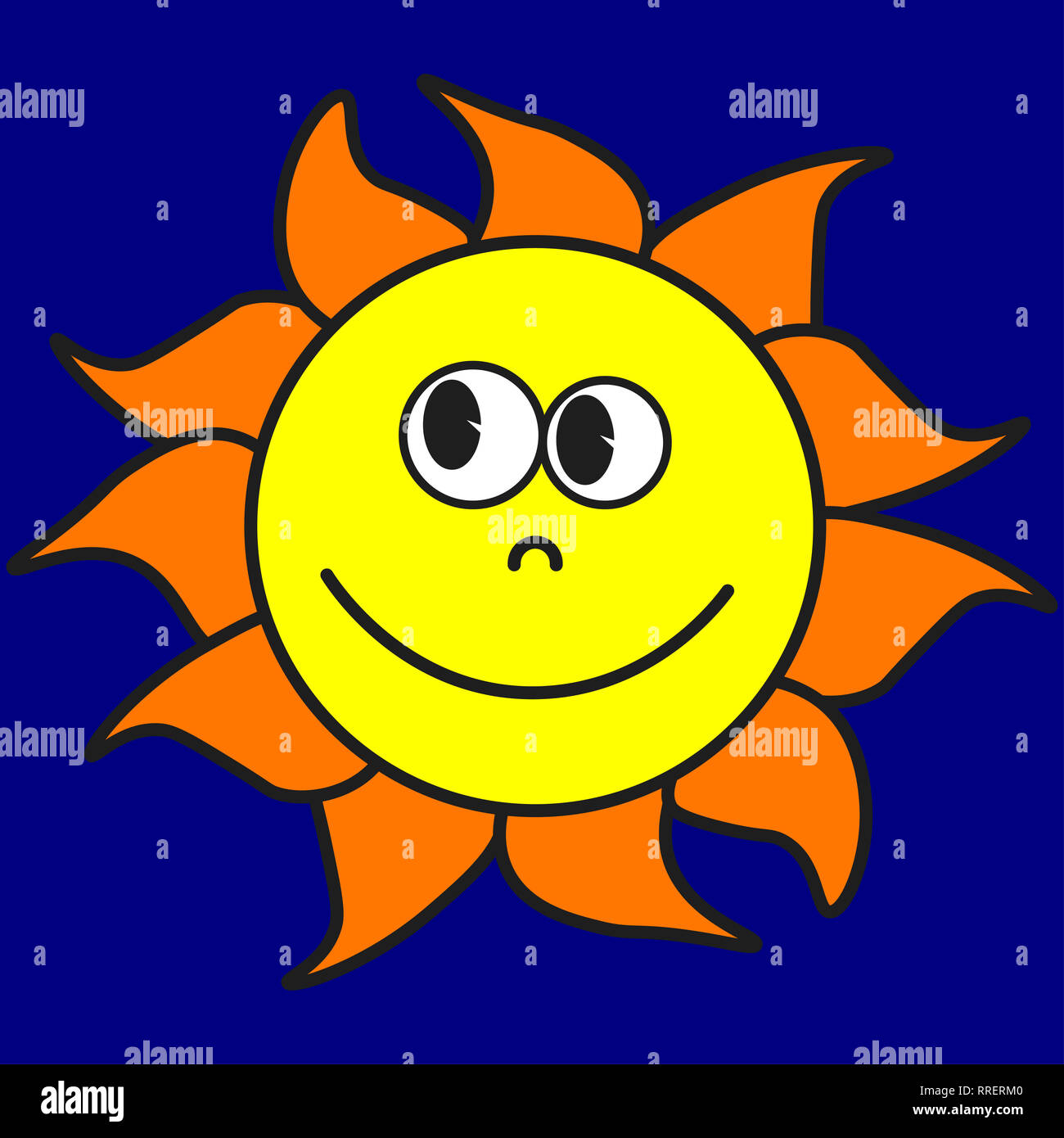 The sun in cartoon style. On color background, illustration Stock Photo ...