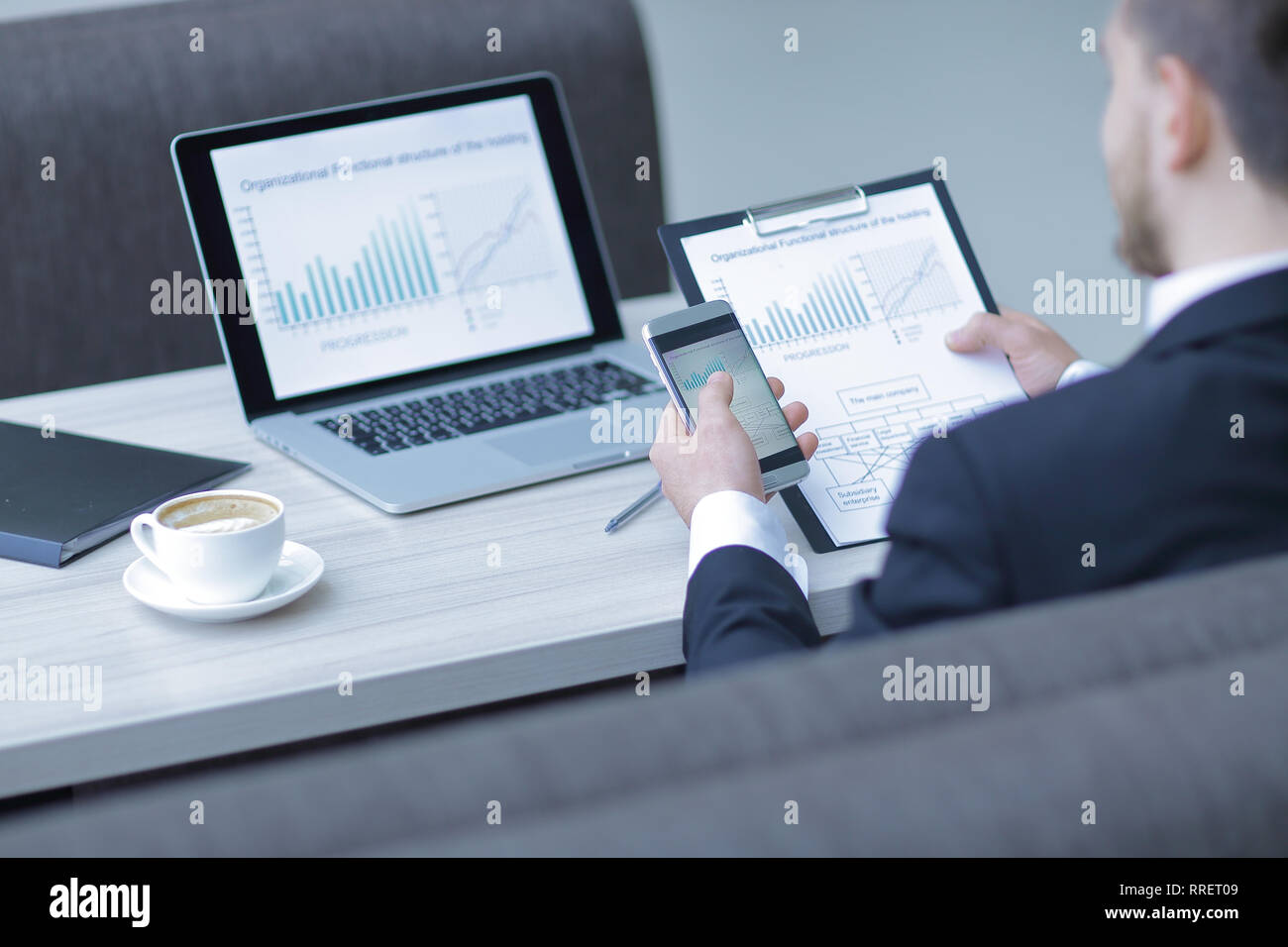 businessman working with new start up project using smart phone Stock ...