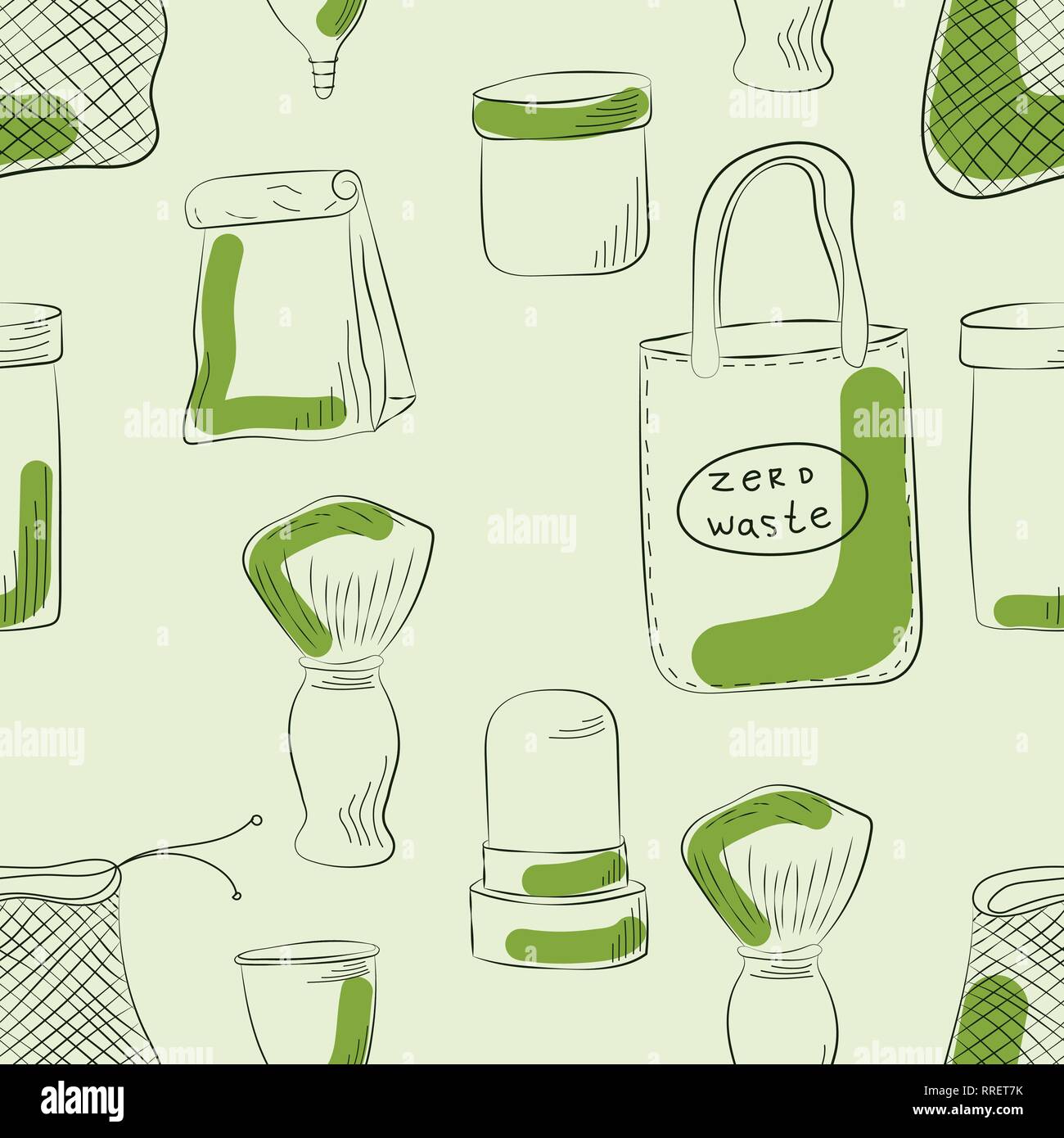 Zero Waste Concept Hand drawn elements of zero waste life. Vector ...