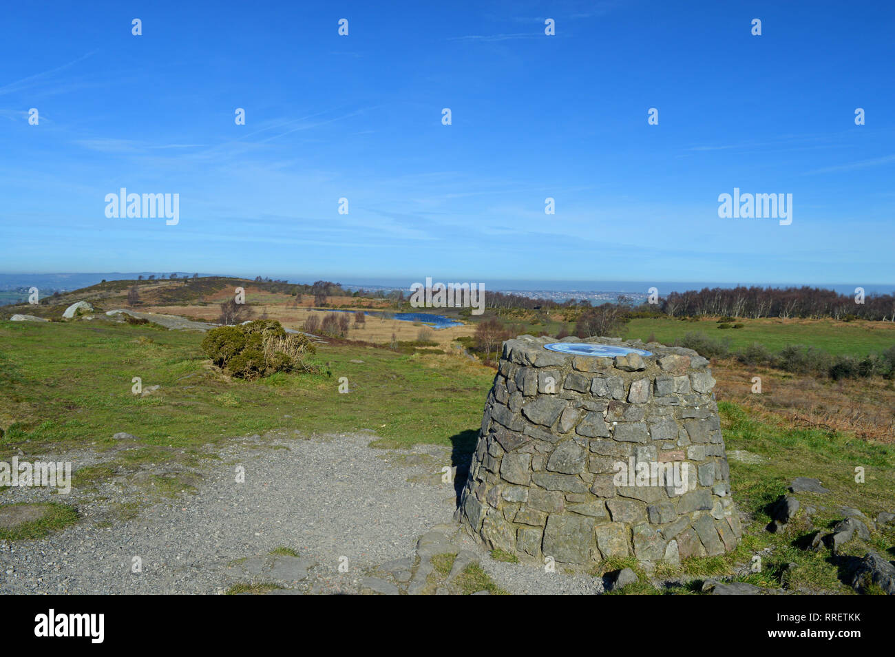 Views from Country Park summit on Hope mountain North Wales Stock Photo ...