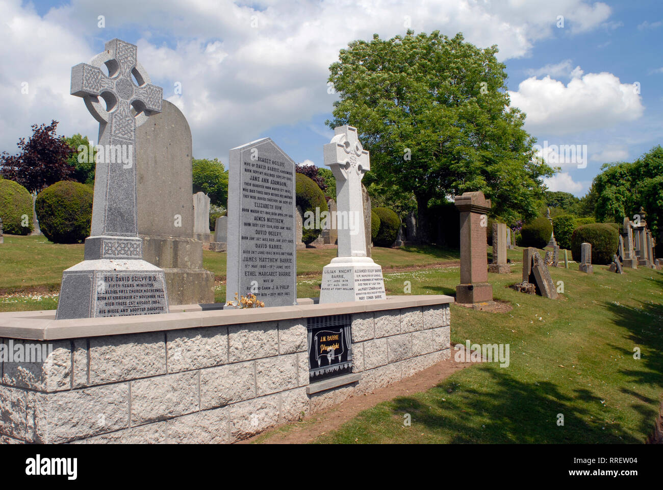 Cultural tourism: JM Barries grave, at Kirriemuir cemetery, Scotland ...
