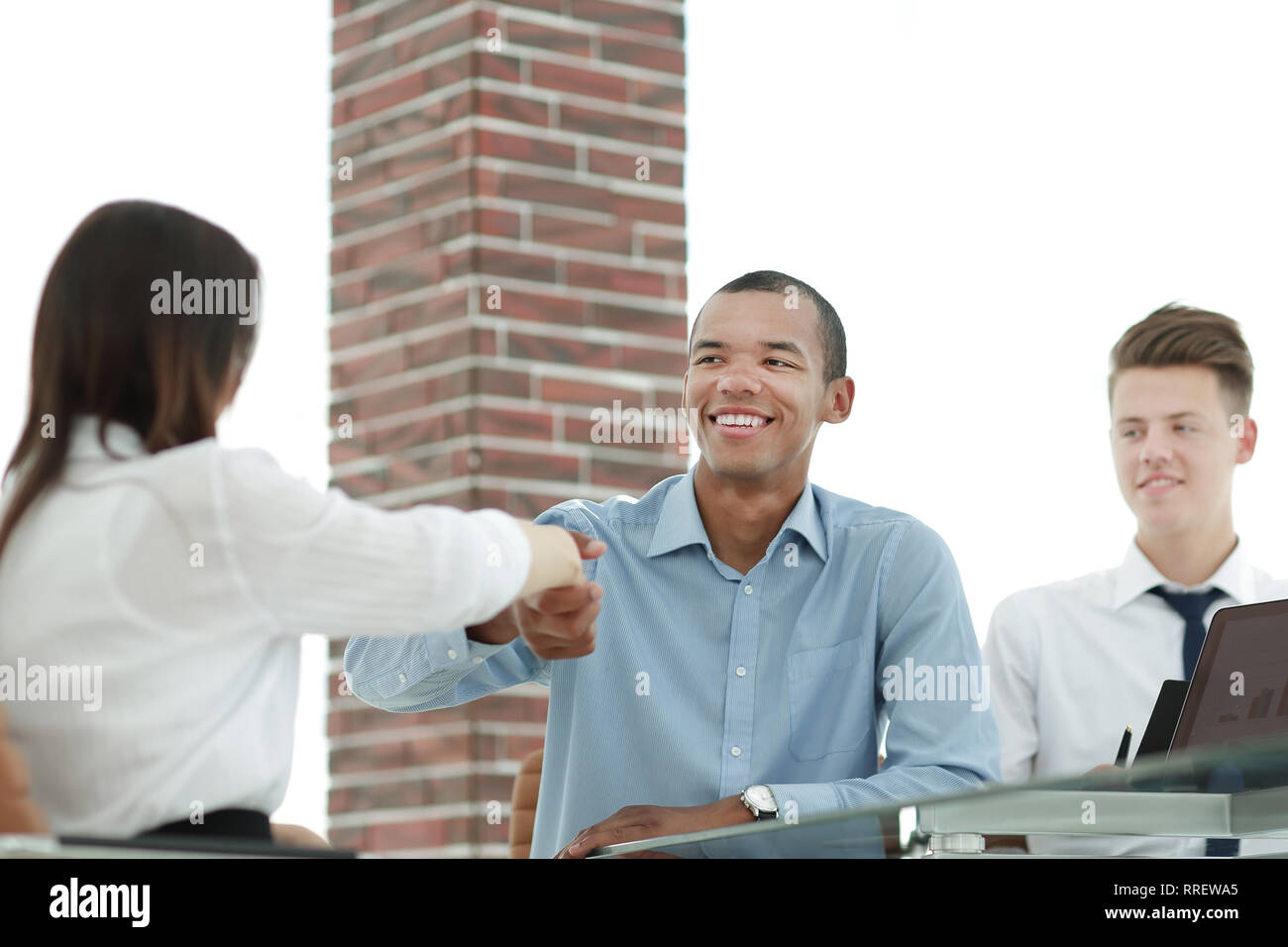 closeup.a handshake of a Manager and employee in the office Stock Photo ...