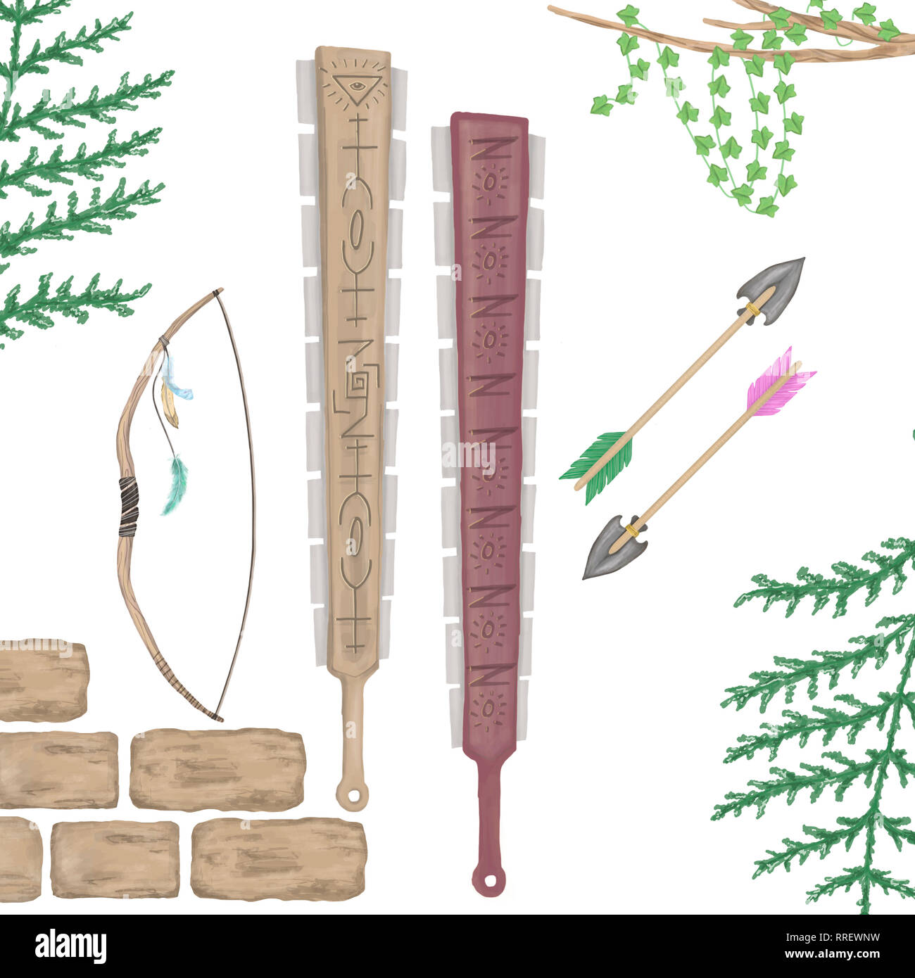 Macuahuitl Maya civilization weapon, American tribal culture element ...