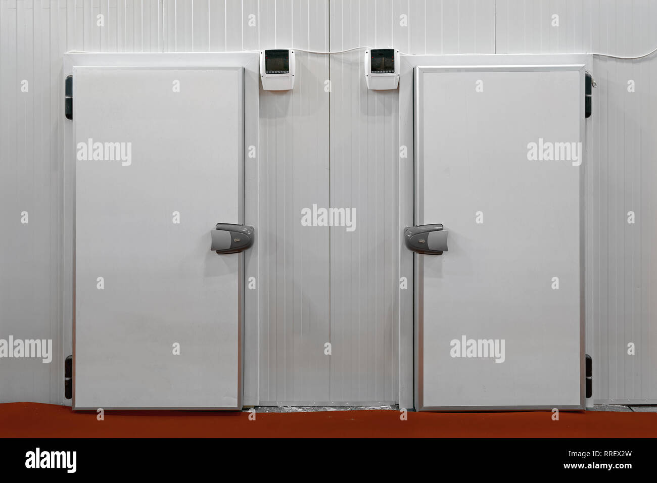 Two Insulated Doors at Commercial Refridgerated Storage Fridge Reefer ...