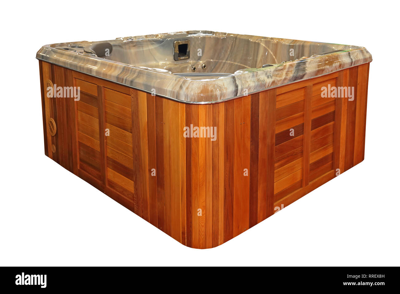 Big Standalone Wooden Hydro Massage Spa Bath Stock Photo - Alamy