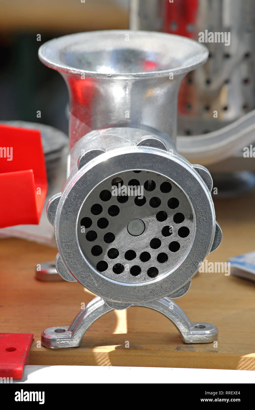 Hand Powered Manual Grinder For Mincing Meat Stock Photo - Alamy
