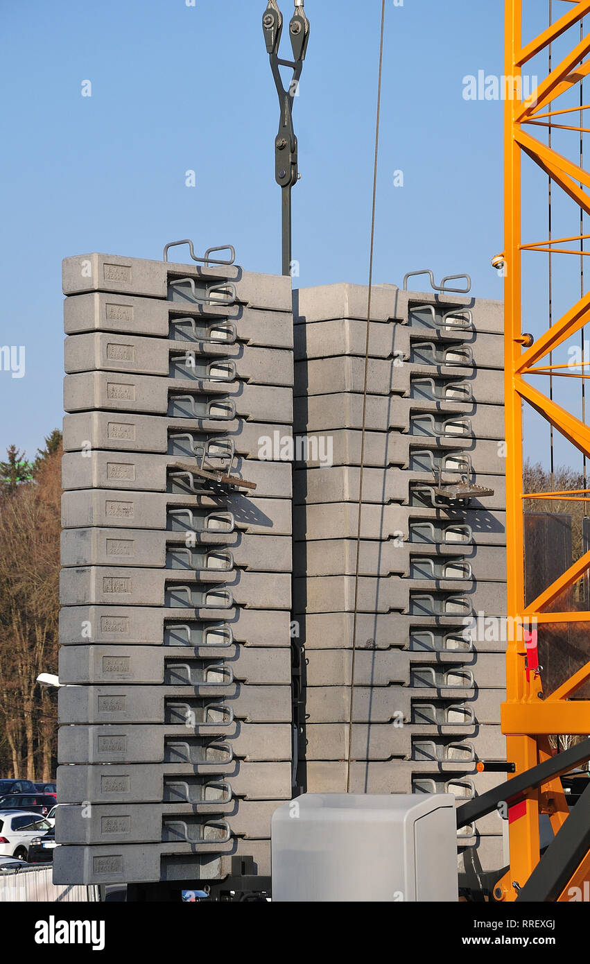 concrete blocks with inscription 2500 kg as counter balance elements at ...