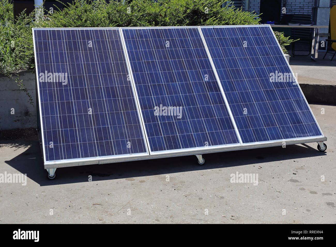 Mobile Photovoltaic Solar Panel Power Modules With Wheels Stock Photo ...